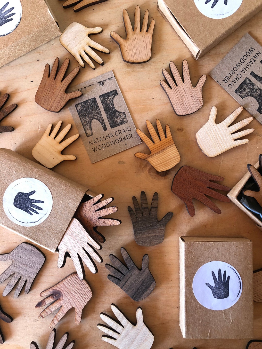 Wooden Hand Shaped Magnets - Eco Fridge Magnet - Recycled Wood Magnets ...