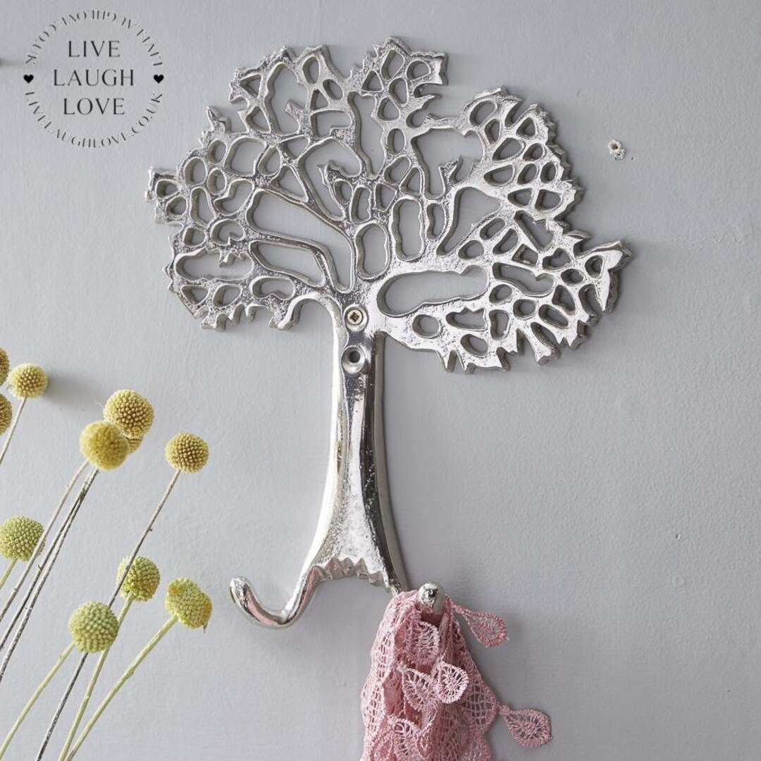 Large Silvered Tree of Life Wall Hooks - Etsy