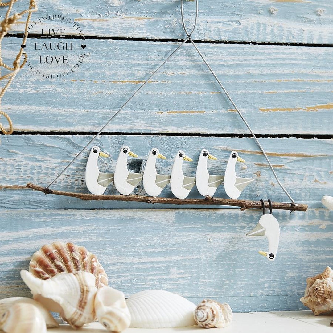 Painted Wood & Metal Flipped Seagull Nautical Hanger - Etsy UK