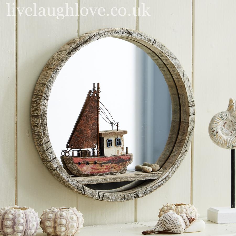 24cm Nautical Wooden Porthole Mirror W/ Sailboat - Etsy UK