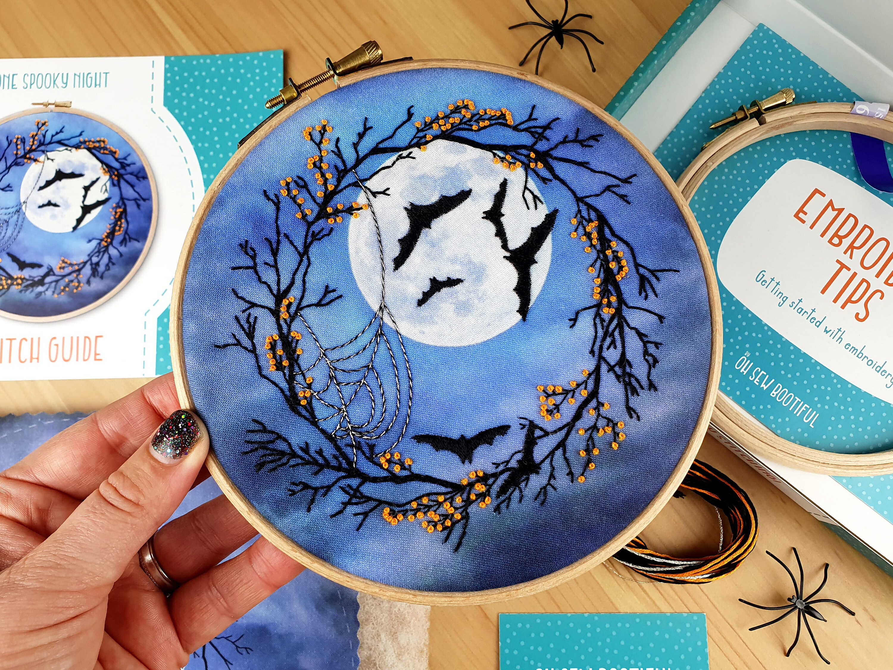 Halloween Scene Embroidery Kit Spooky Needle Craft Kit Bats - Etsy UK