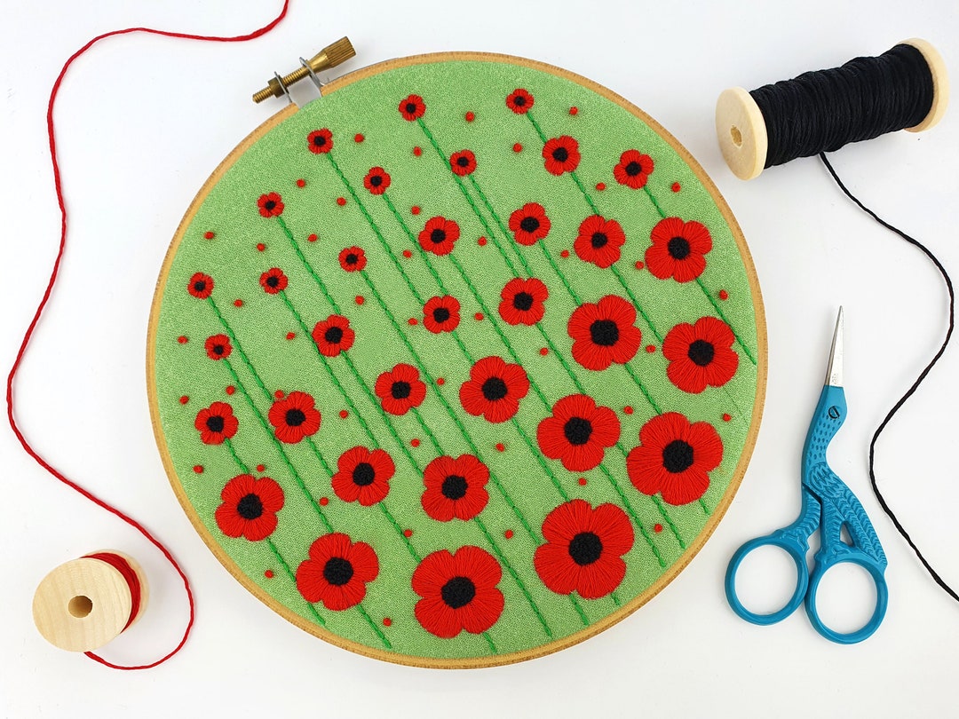 Poppy Embroidery Kits Poppies Needle Craft Kits Wildflower - Etsy
