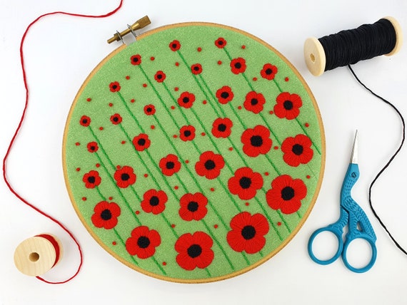 Poppy Embroidery Kits Poppies Needle Craft Kits Wildflower - Etsy