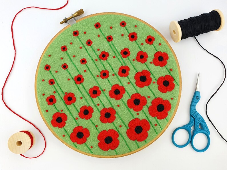Poppy Embroidery Kits Poppies Needle Craft Kits Wildflower - Etsy