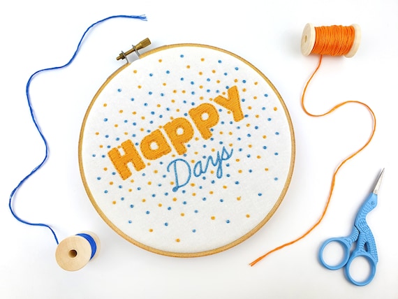 Embroidery Pattern Happy Days Needle Craft Positive - Etsy