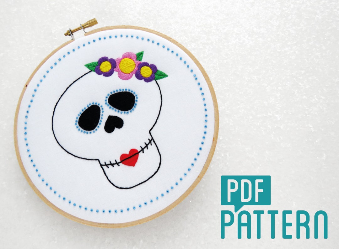 Sugar Skull Embroidery Pattern, Candy Skull Needlecraft Pattern ...