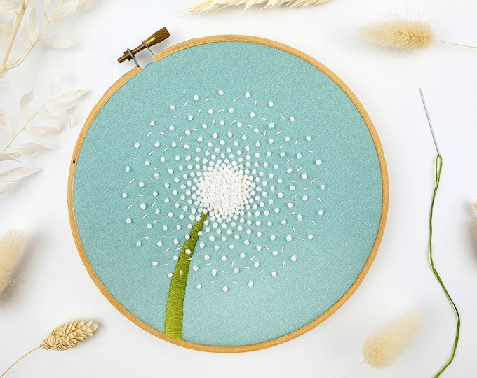 Dandelion Embroidery Kit, DIY Hoop Art Kit, Needlework Kit, Modern ...