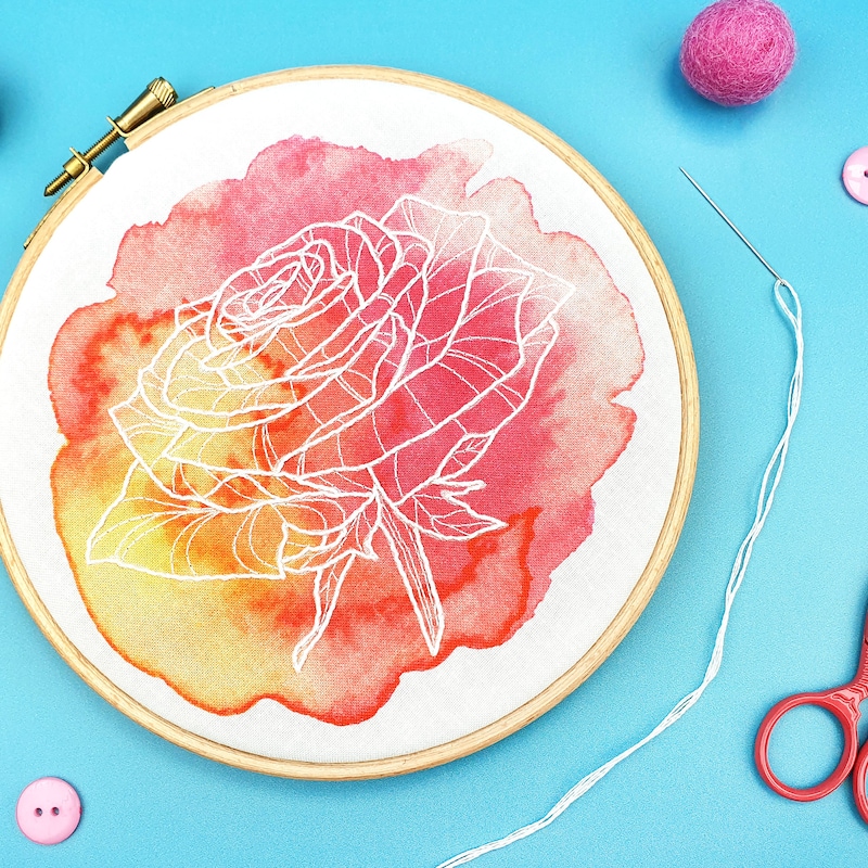 Rose Embroidery Kit - Etsy