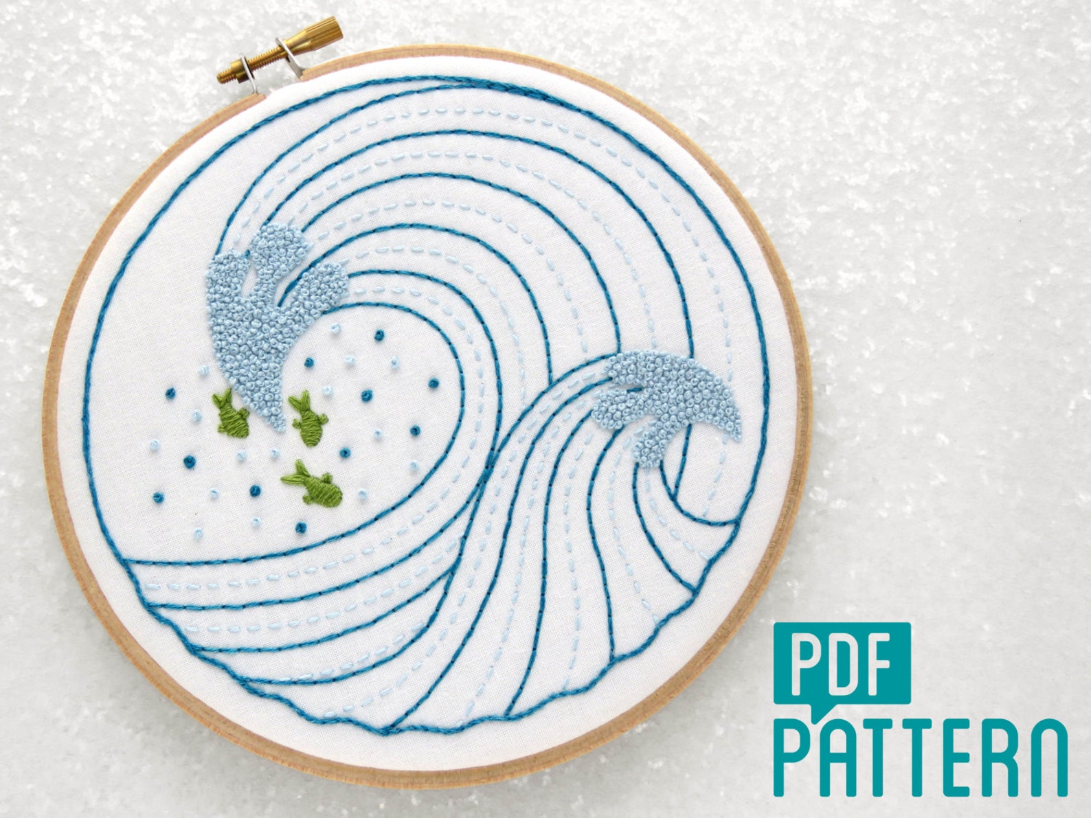Waves Embroidery Pattern Water Hand Embroidered Pattern Sea | Etsy