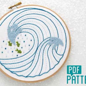 Waves Embroidery Pattern Water Hand Embroidered Pattern Sea | Etsy