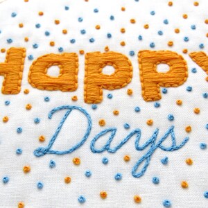 Happy Days Embroidery Pattern, Hand Embroidery PDF Patttern, Needlwork ...