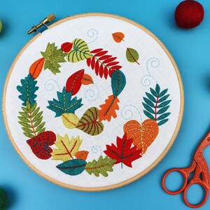 Autumn Embroidery Kit, Leaves Embroidery Pack, Fall Needlecraft Kit ...