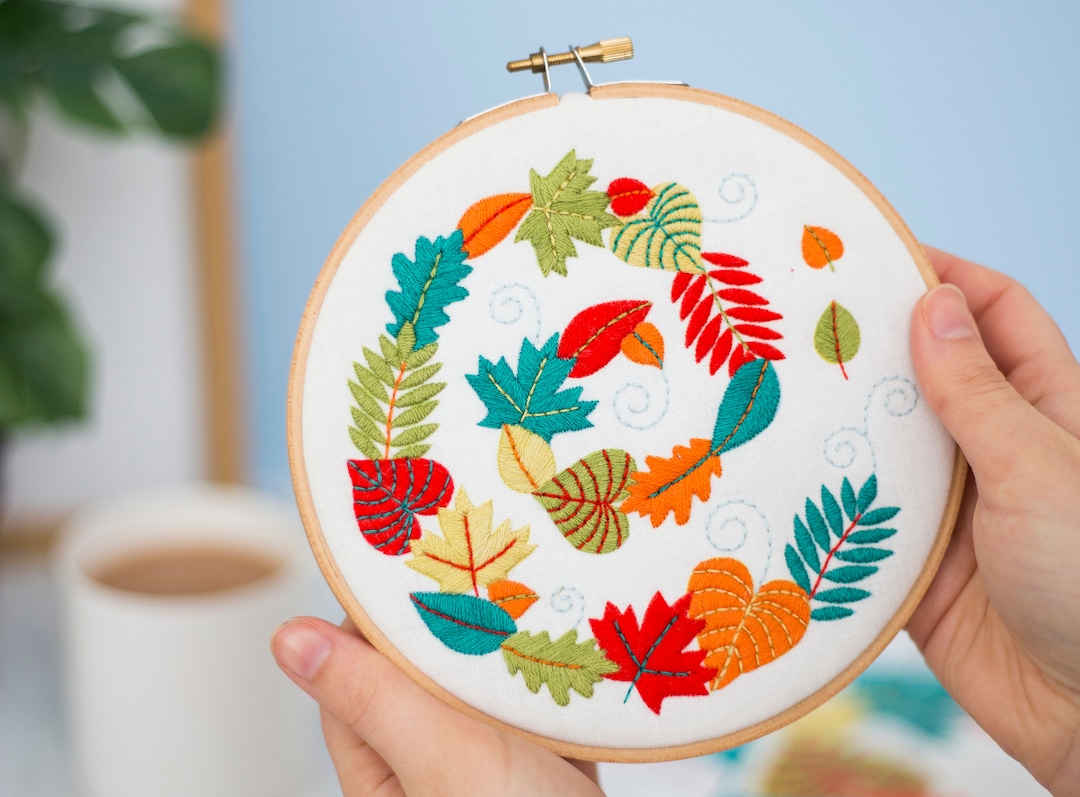 Autumn Embroidery Kit, Leaves Embroidery Pack, Fall Needlecraft Kit ...