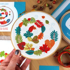 Autumn Embroidery Kit, Leaves Embroidery Pack, Fall Needlecraft Kit ...
