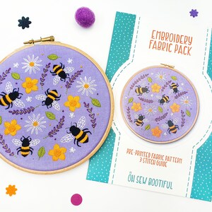 Bees Embroidery Pattern, Wildflowers Needle Craft Pattern, Lavender ...