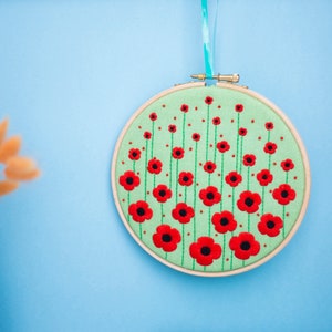 Poppy Hand Embroidery Pattern, Poppies Craft Project, Mindfulness Hoop ...