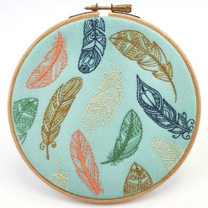 Boho Feathers Embroidery Pattern, Feather Craft Project, Mindfulness ...