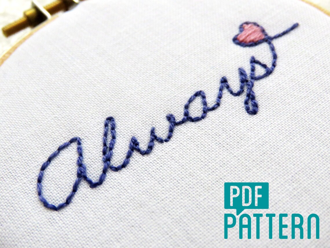 Always Embroidery Pattern Mini Hoop Art Pattern DIY Cotton | Etsy