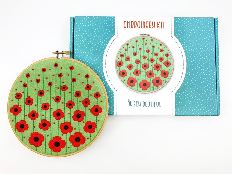 Poppy Embroidery Kits Poppies Needle Craft Kits Wildflower - Etsy