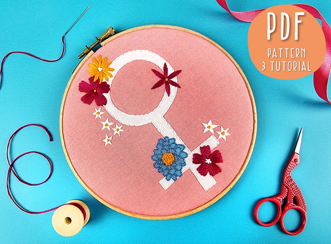 Feminist Hand Embroidery Pattern, Floral Venus Craft Project, Female ...