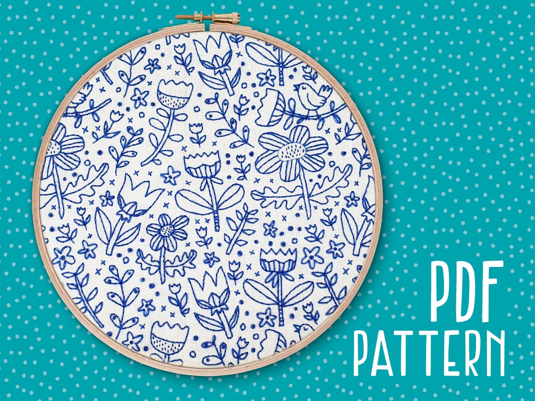 Doodle Hand Embroidery Pattern, Doodle Craft Project, Beginners Hoop ...