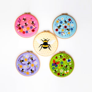 Bees and Butterflies Embroidery Pattern, Printed Fabric, 6 Inch Hoop ...