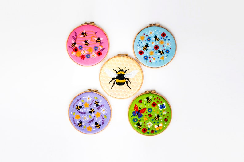 Bees and Butterflies Embroidery Pattern, Printed Fabric, 6 Inch Hoop ...