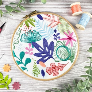 Abstract Florals Embroidery Pattern, Needle Craft Pattern, Flowers ...