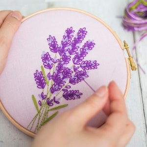 Lavender Hand Embroidery Pattern, Flower Craft Project, Mindfulness ...