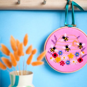Bees Embroidery Pattern, Bee Needle Craft Pattern, Wildflowers ...