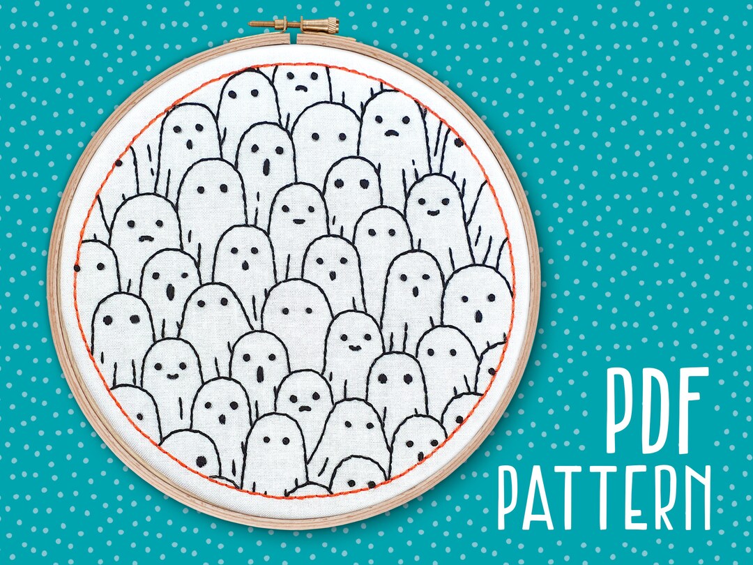 Ghosts Hand Embroidery Pattern, Halloween Craft Project, Mindfulness ...