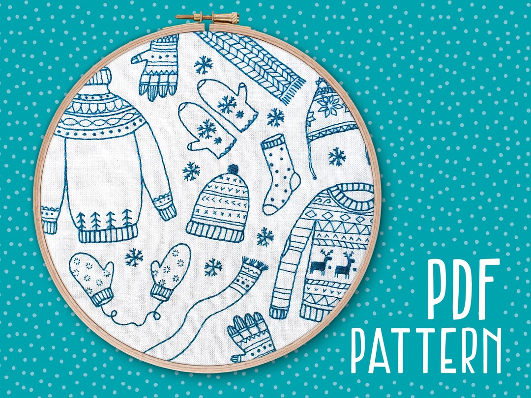 Winter Hand Embroidery Pattern, Mindfulness Craft Project, Xmas ...