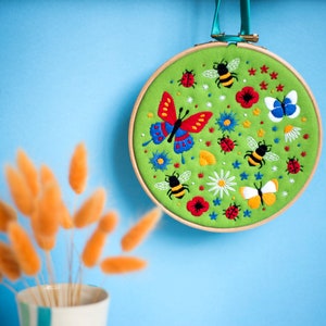 Bees and Butterflies Embroidery Pattern, Ladybug Needle Craft Pattern ...