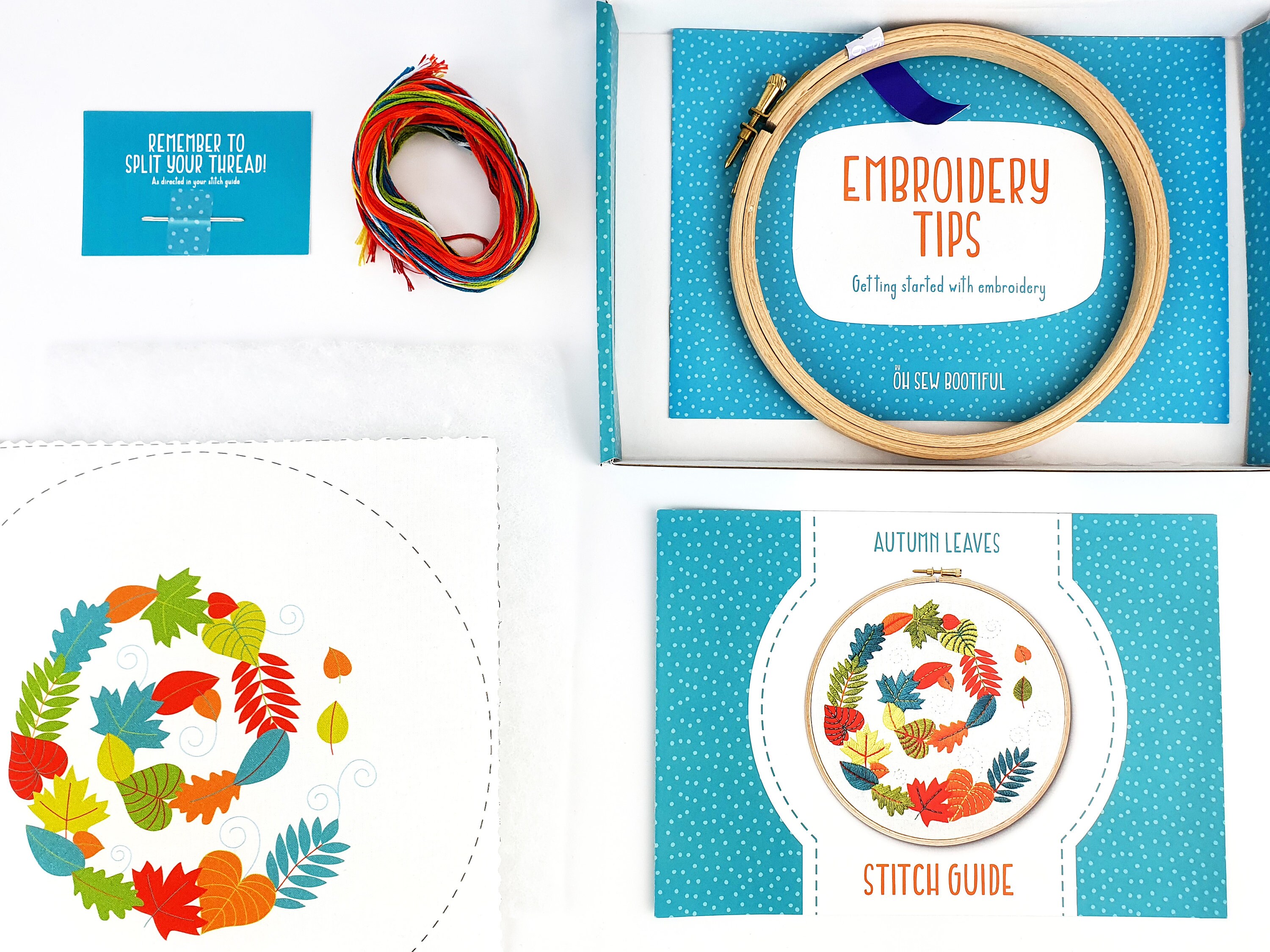 Autumn Embroidery Kit Leaves Embroidery Pack Fall - Etsy UK