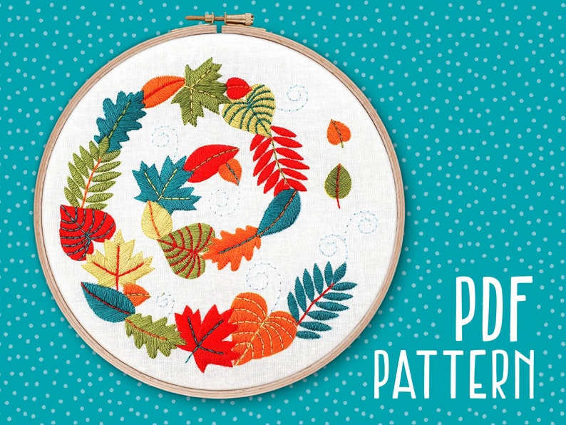 Autumn Leaves Hand Embroidery Pattern Fall Craft Project - Etsy