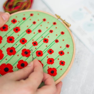 Poppy Hand Embroidery Pattern, Poppies Craft Project, Mindfulness Hoop ...