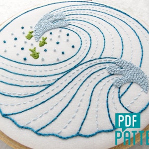 Waves Embroidery Pattern, Water Hand Embroidered Pattern, Sea ...