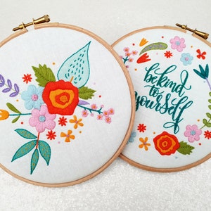 Spring Flowers Embroidery Kit, Floral Needle Craft Kit, DIY Spring Hoop ...