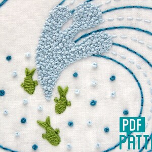 Waves Embroidery Pattern, Water Hand Embroidered Pattern, Sea ...
