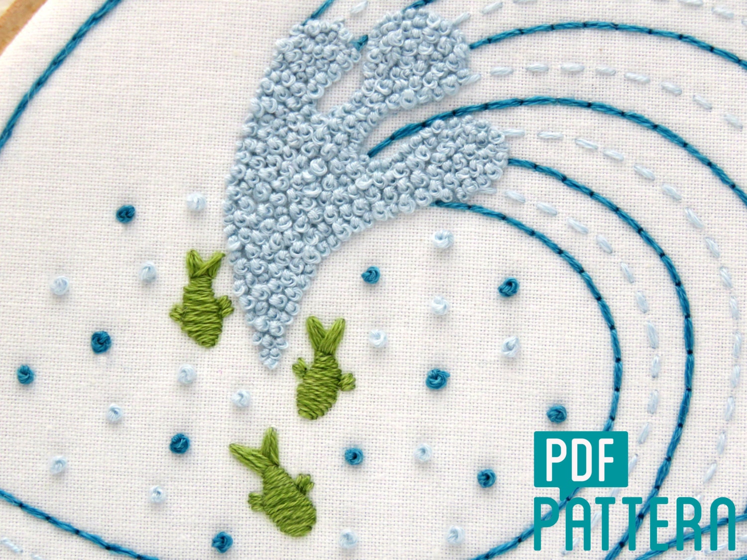 Waves Embroidery Pattern Water Hand Embroidered Pattern Sea | Etsy