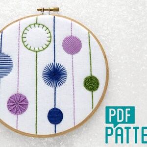 Modern Sampler Embroidery Pattern, Crewel Tutorial Download, Modern ...