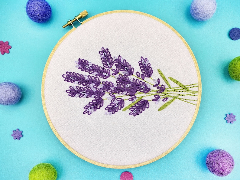 Lavender Embroidery Pattern, Wildflower Embroidery Pattern, Floral Hand Embroidery Pattern Kit ...