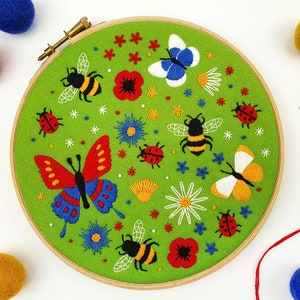 Bees and Butterflies Embroidery Pattern, Ladybug Needle Craft Pattern ...