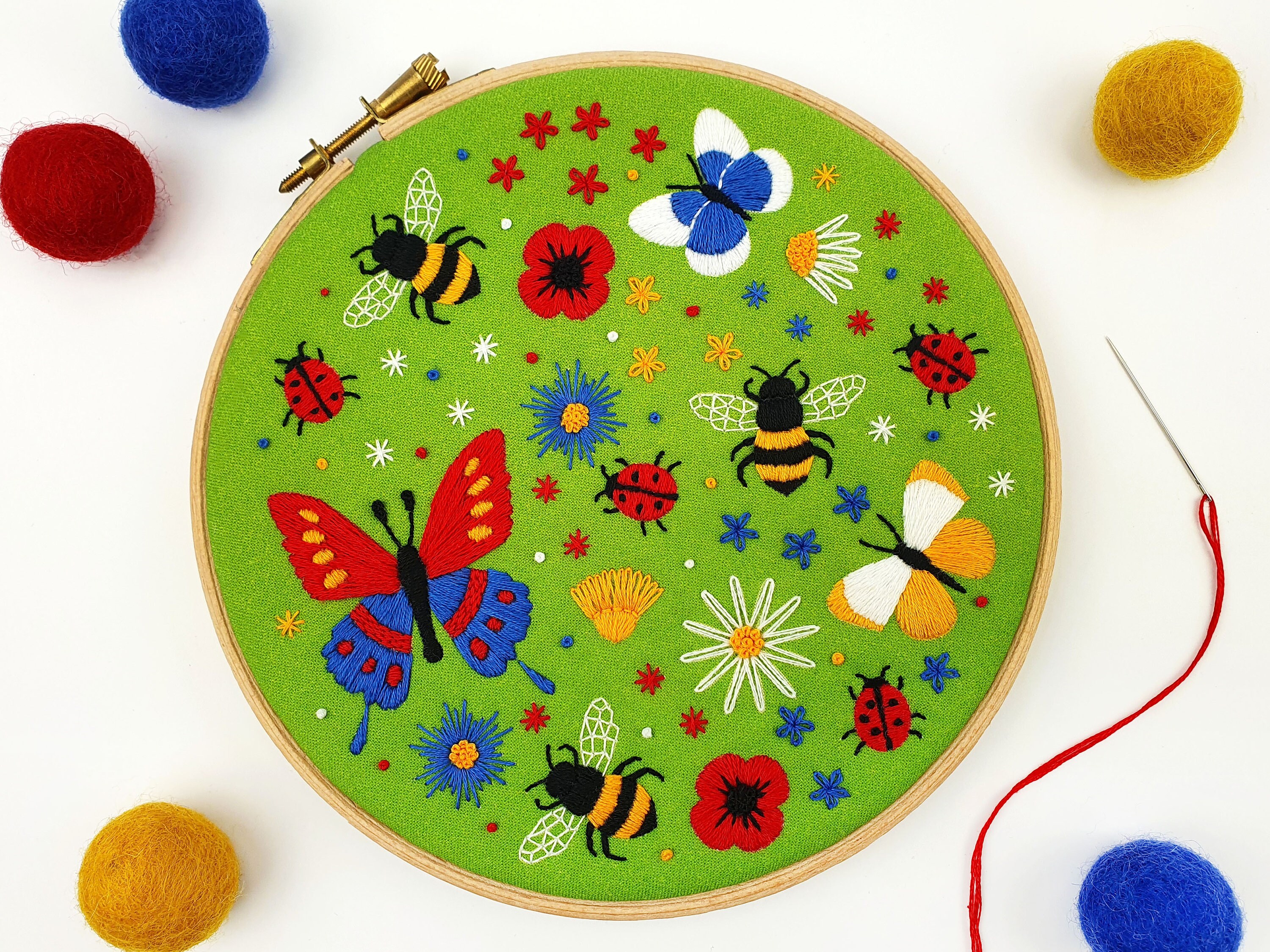 Bees and Butterflies Embroidery Pattern Ladybug Needle Craft - Etsy UK