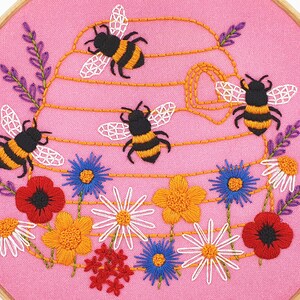 Bees Embroidery Pattern, Bee Needle Craft Pattern, Wildflowers ...