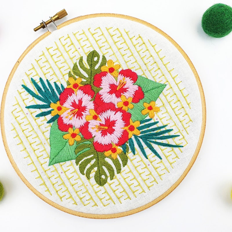 Hibiscus Embroidery - Etsy