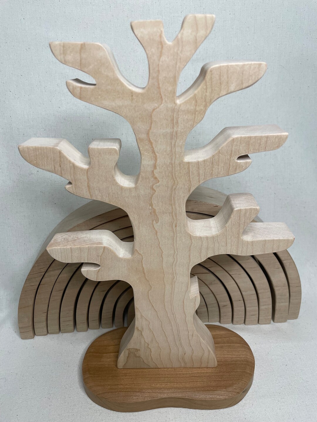 Maple-large Bird Tree With Cherry Base Branched Tree Carving - Etsy