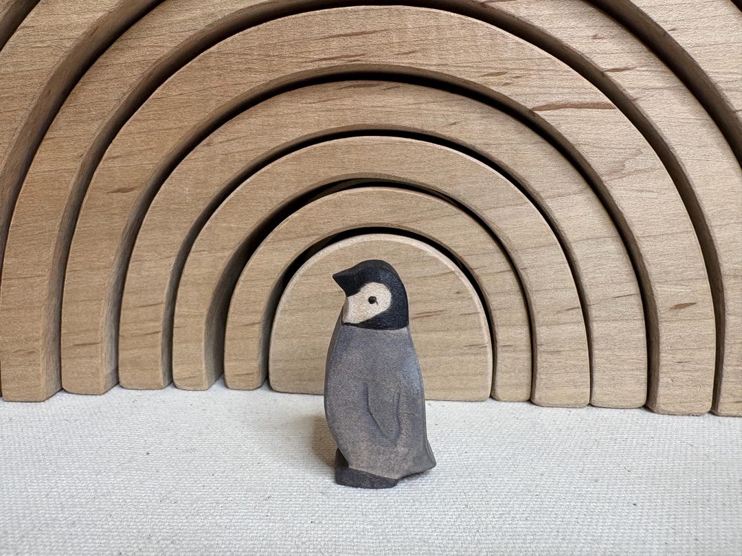 Maple-little Emperor Penguin Chick Figurine, Handmade Carving - Etsy
