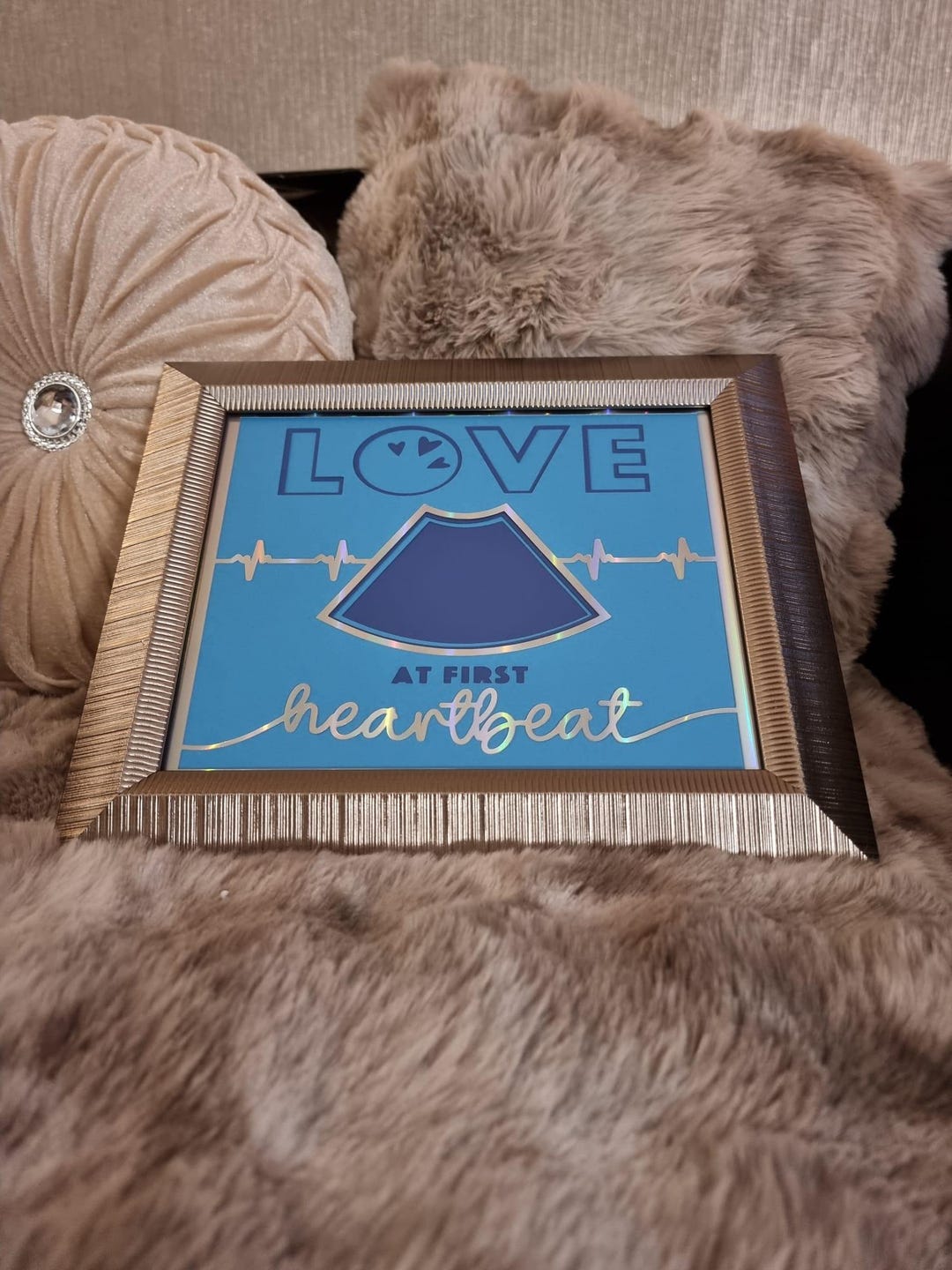 Baby Scan Picture Frame (love at First Heartbeat) Blue - Etsy