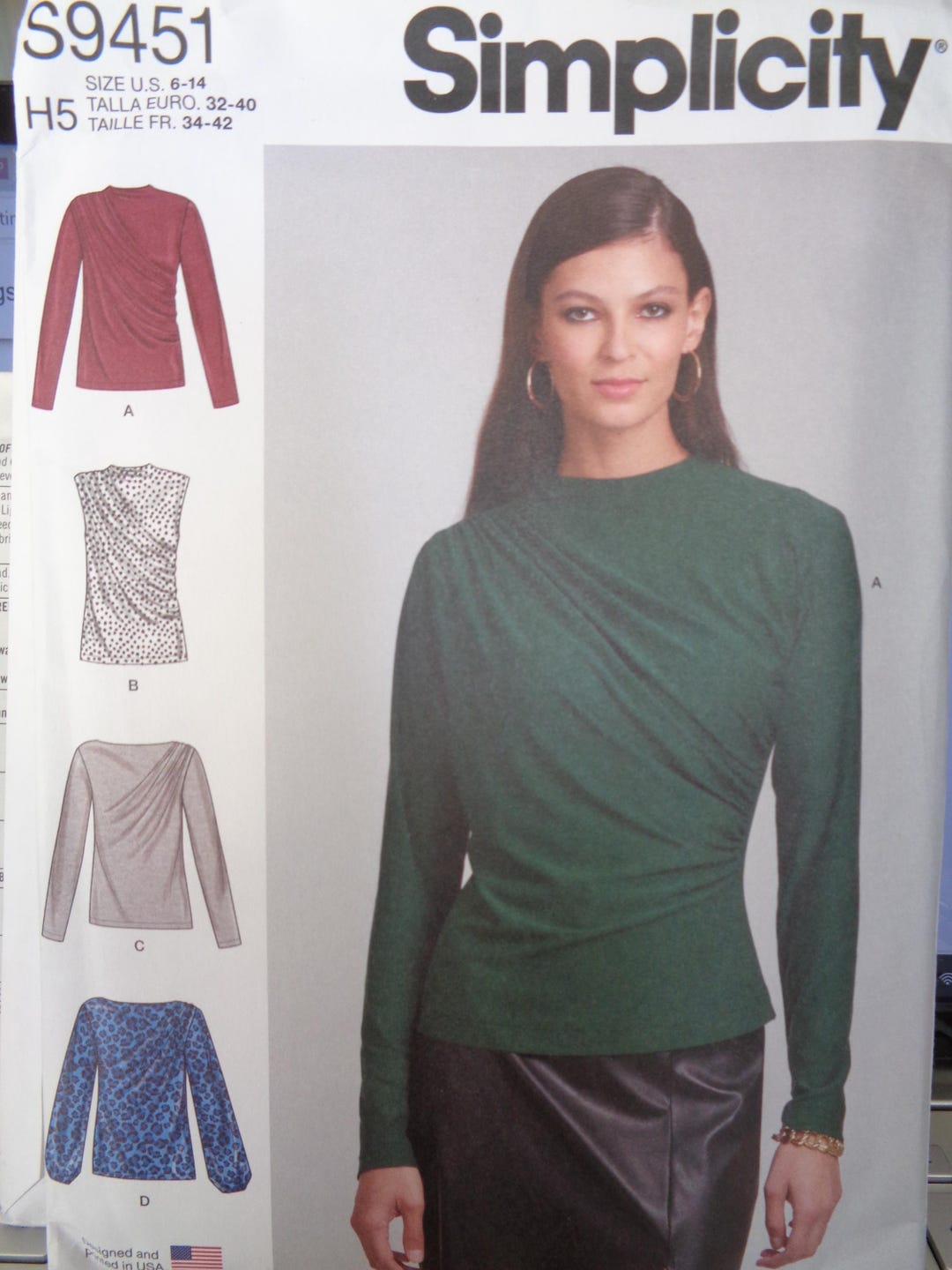 Simplicity Sewing Pattern S9451 Misses' Knit Tops 6-14 - Etsy